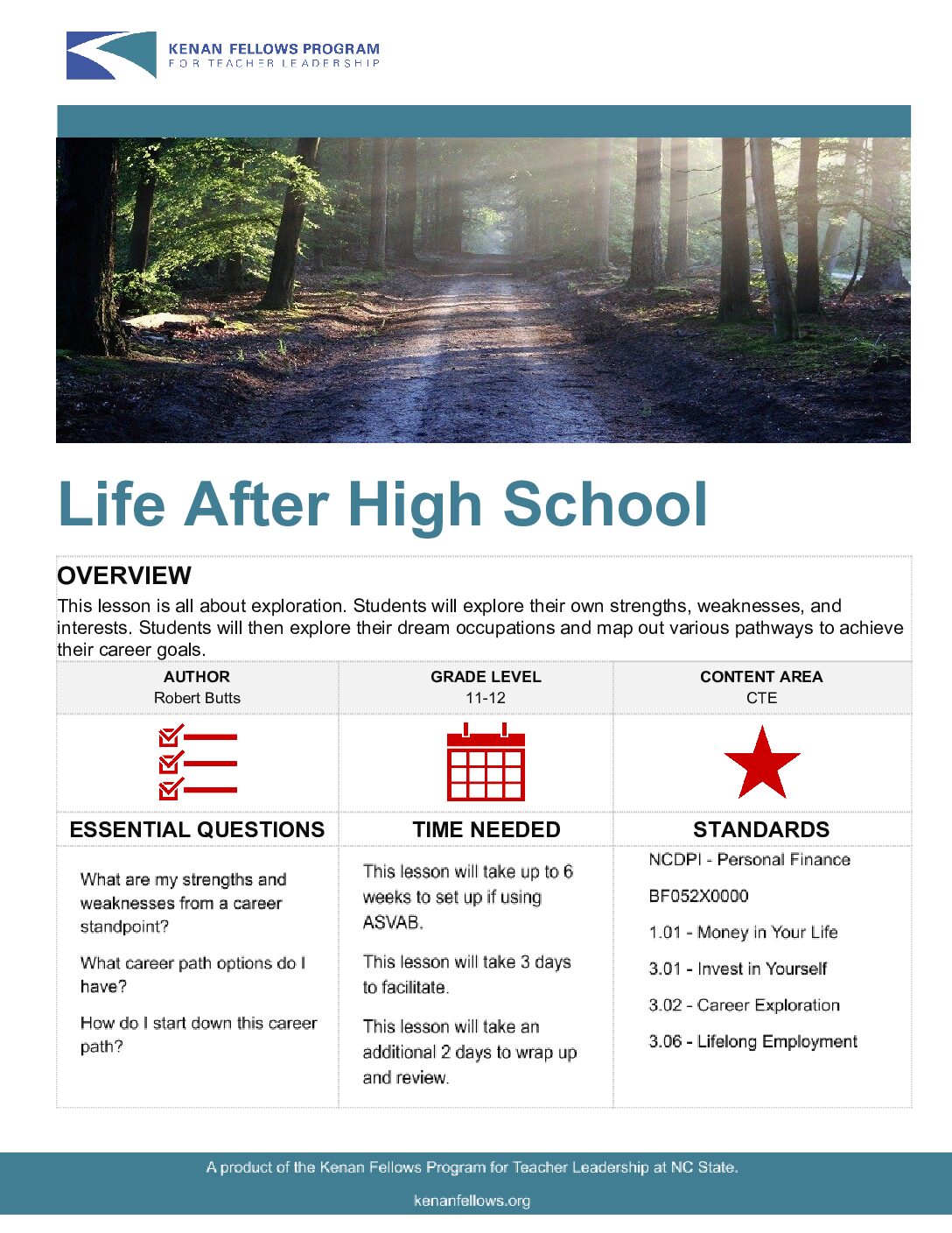 Life After High School - Kenan Fellows Program for Teacher Leadership